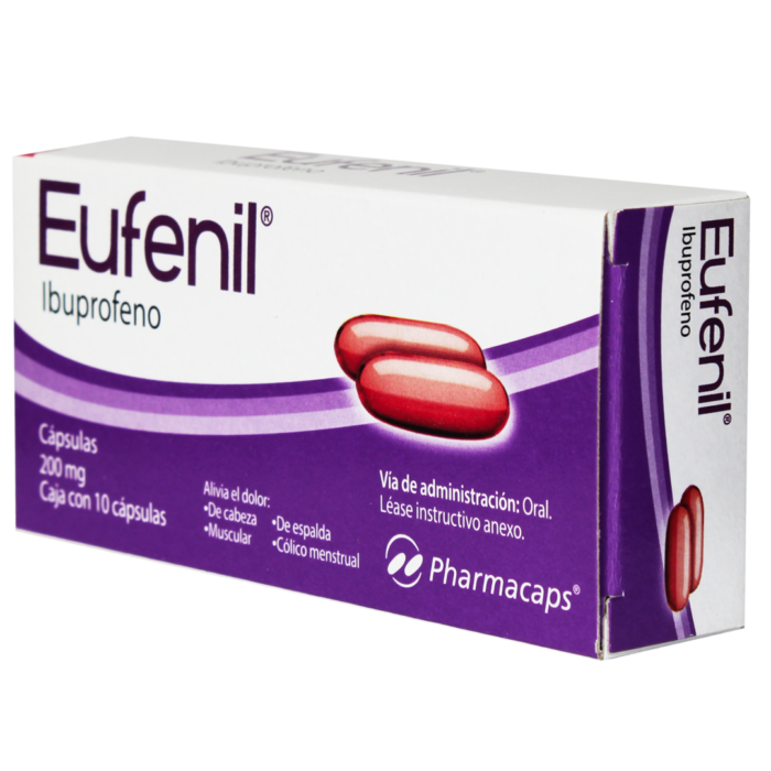 Eufenil Ibuprofeno 10 Cápsulas 200 mg - MEDYMAS